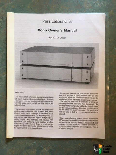 PASS LABS PRE Amp XONO Photo #2582227 - Aussie Audio Mart