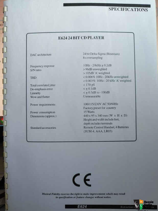 Music Fidelity CD player Elektra E624 24 bit Player, Rare ! ! For Sale ...